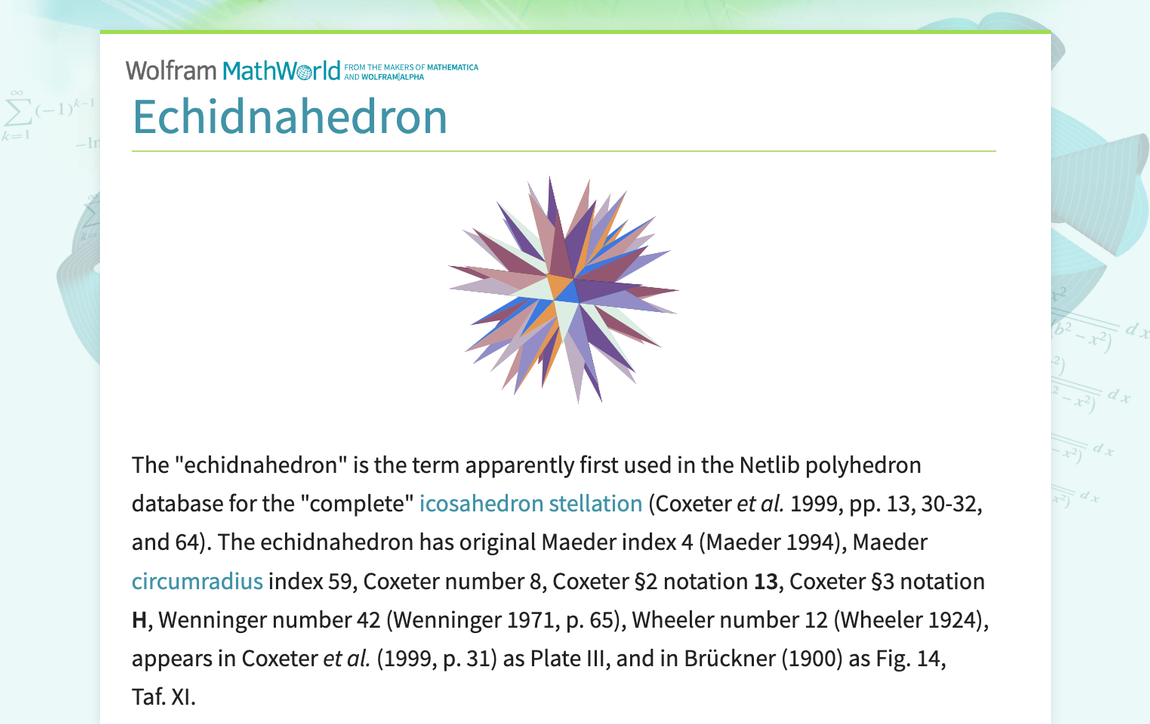 Echidnahedron -- from Wolfram MathWorld