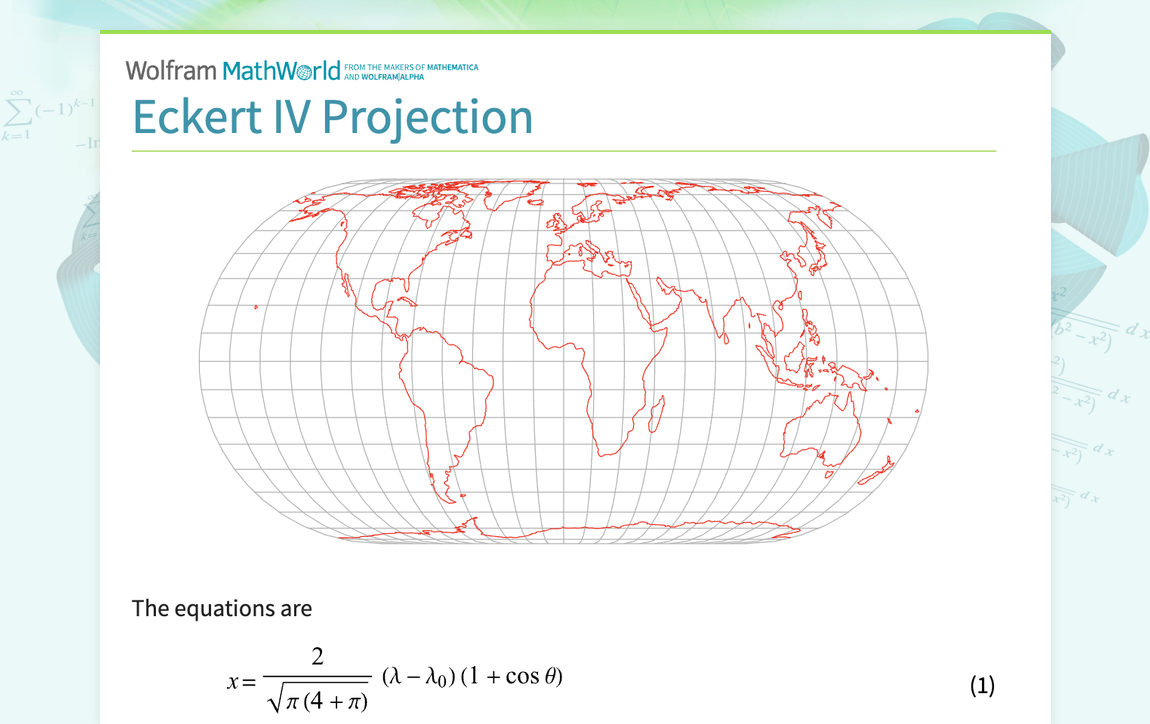 Eckert IV Projection -- from Wolfram MathWorld