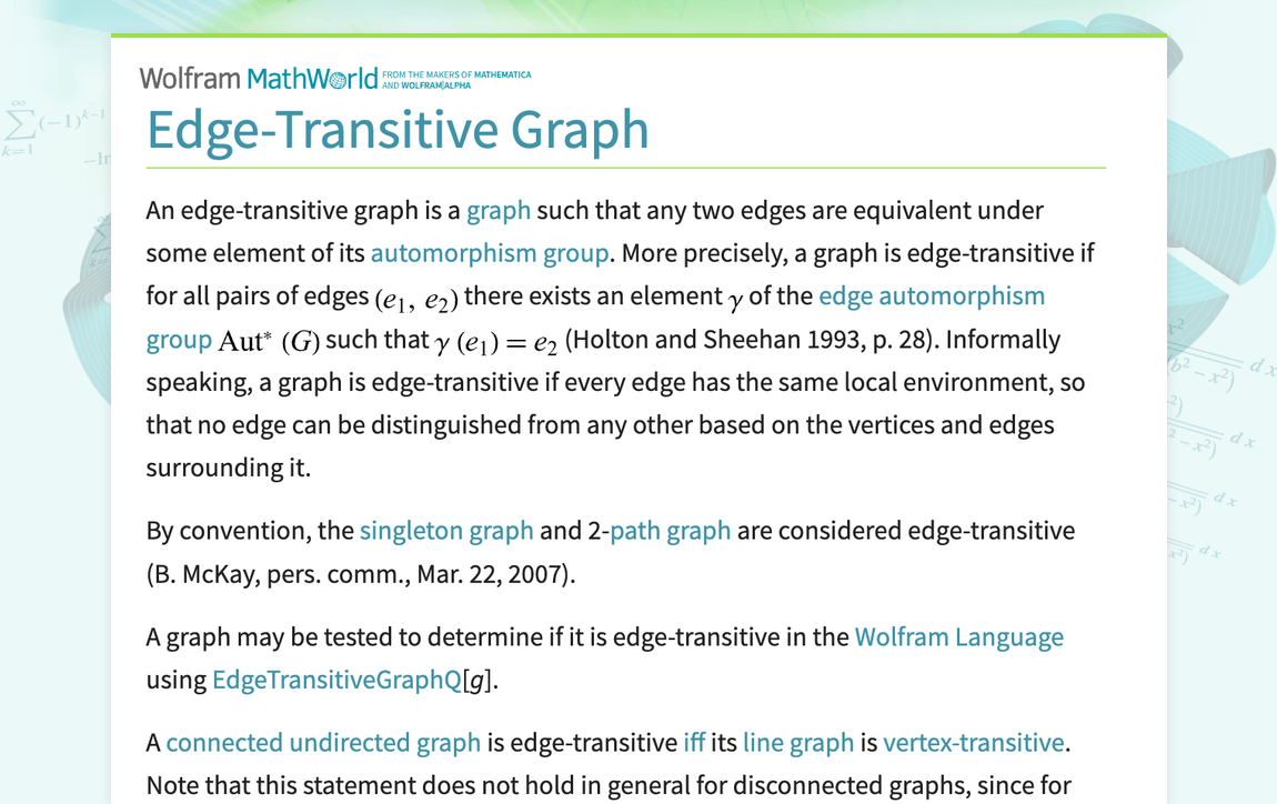 Edge-Transitive Graph -- from Wolfram MathWorld Edge-Transitive Graph -- from Wolfram MathWorld