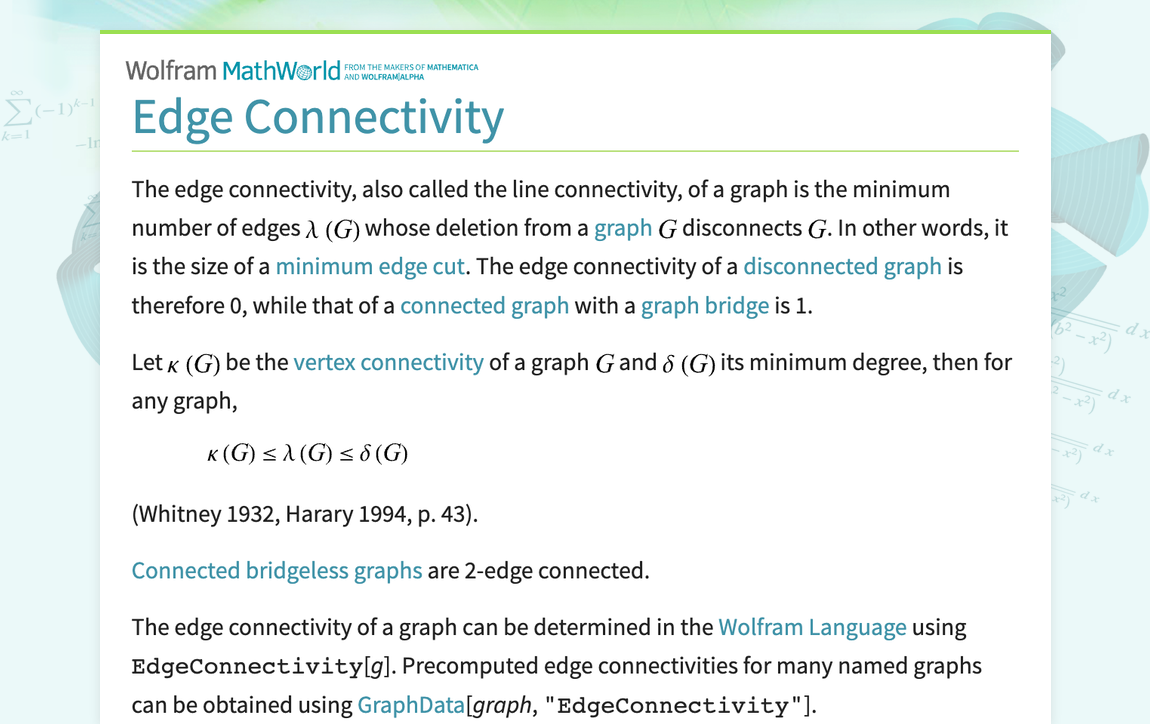 Edge Connectivity -- from Wolfram MathWorld