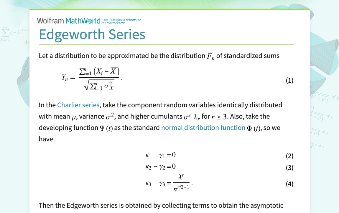 Edgeworth Series -- from Wolfram MathWorld