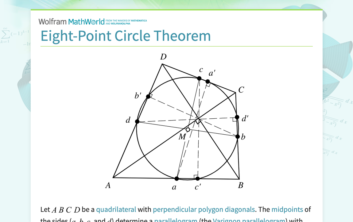 Eight-Point Circle Theorem -- from Wolfram MathWorld Eight-Point Circle Theorem -- from Wolfram MathWorld