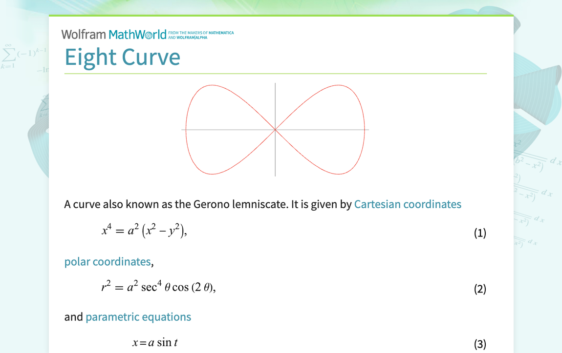 Eight Curve -- from Wolfram MathWorld