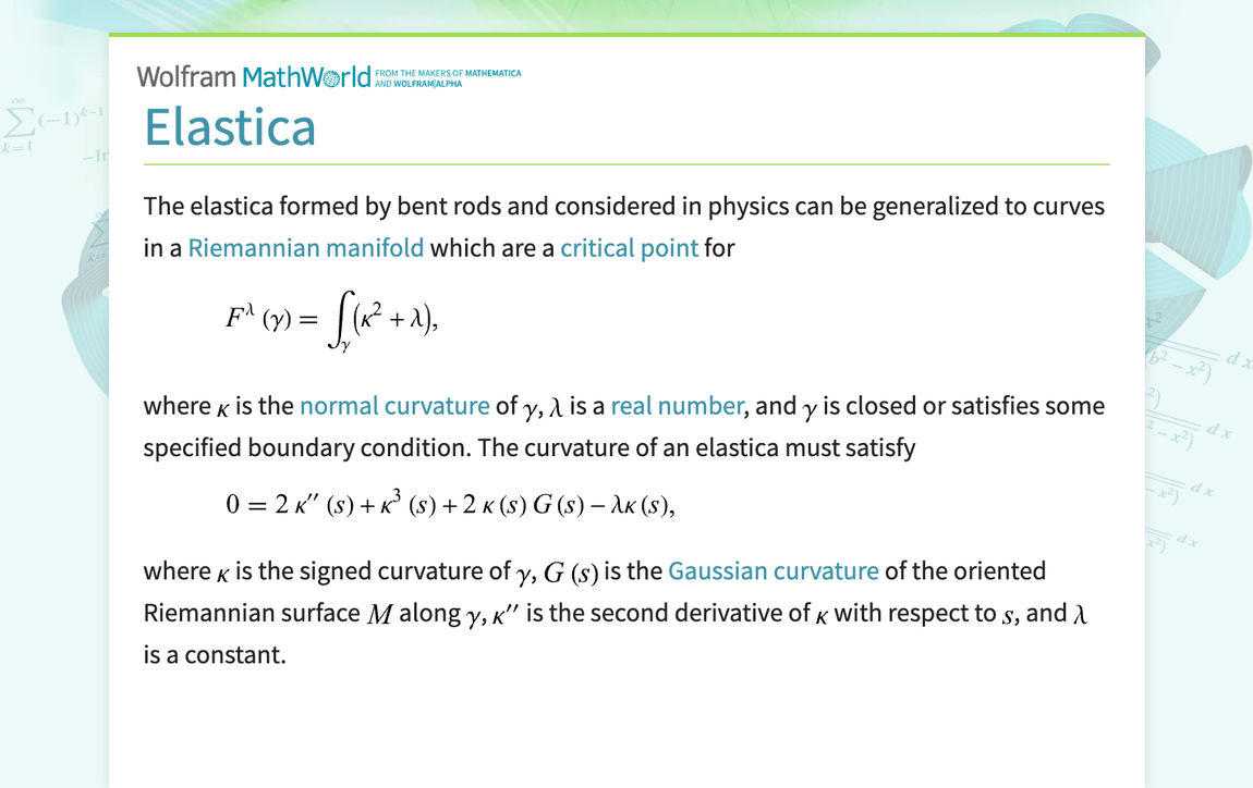 Elastica -- from Wolfram MathWorld