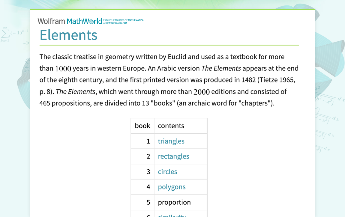 Elements -- from Wolfram MathWorld