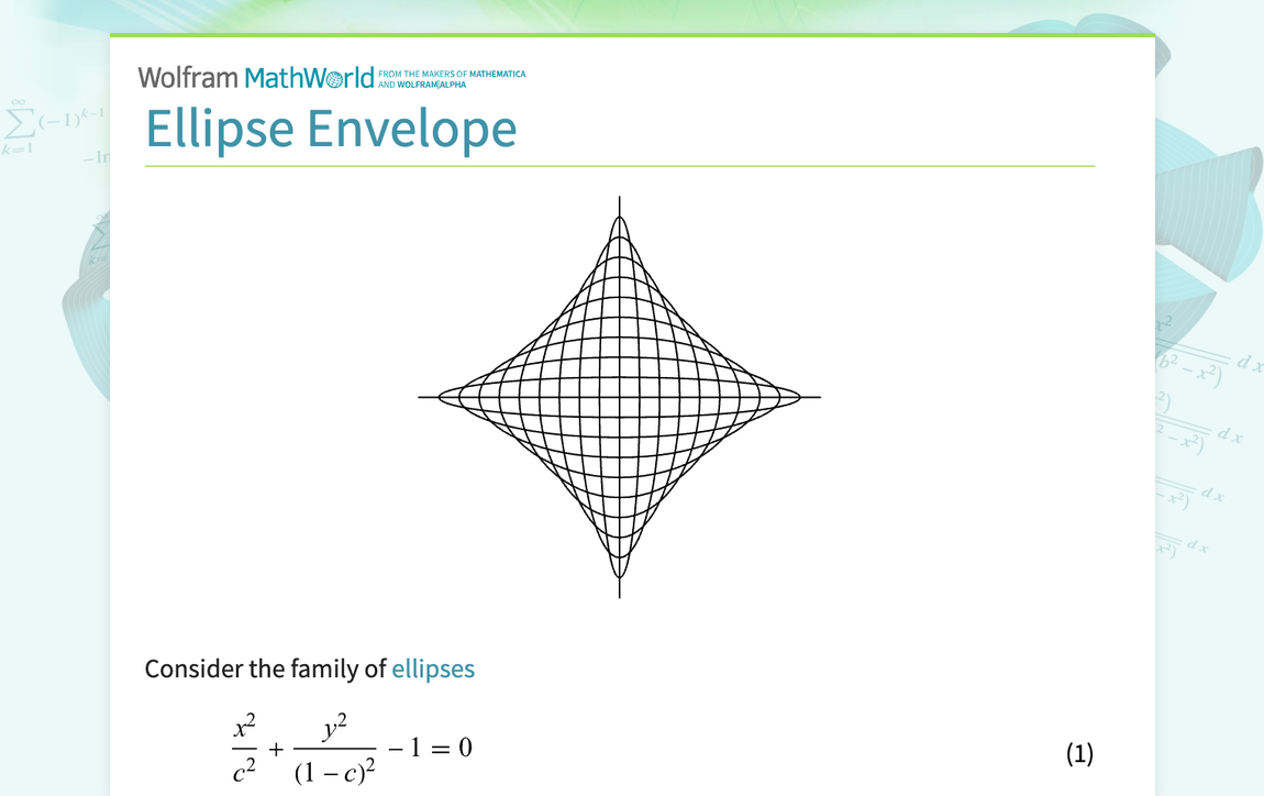 Ellipse Envelope -- from Wolfram MathWorld