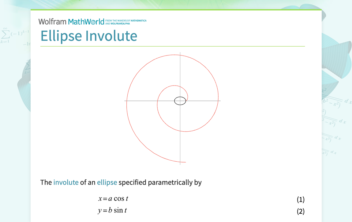 Ellipse Involute -- from Wolfram MathWorld
