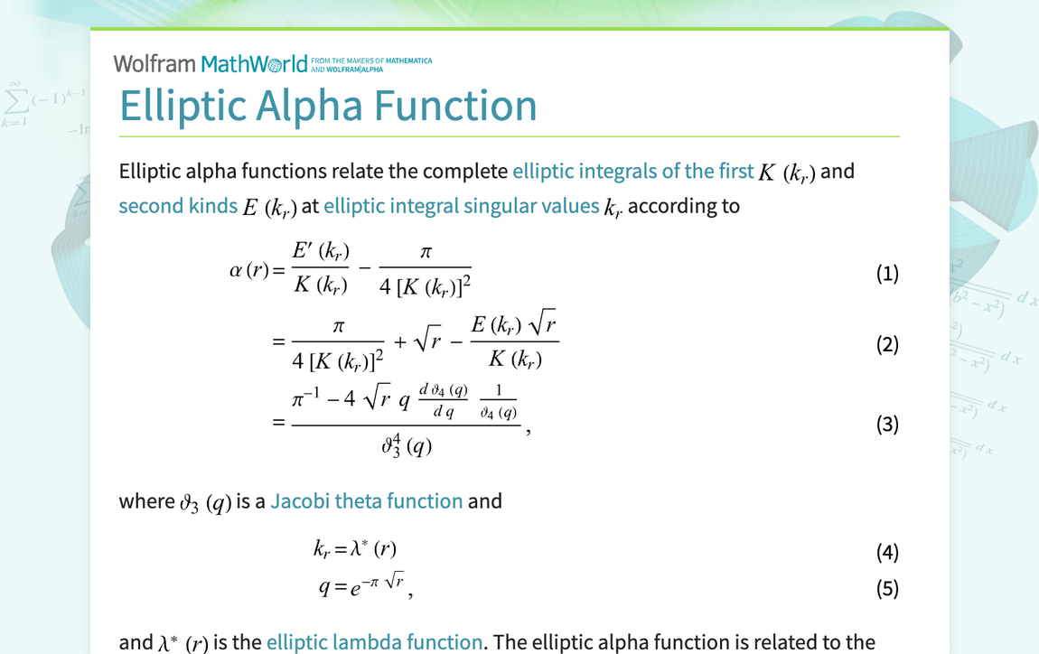 Elliptic Alpha Function -- from Wolfram MathWorld