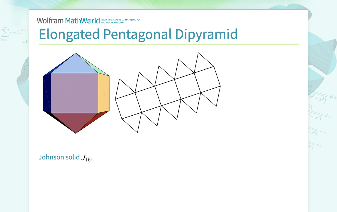 Elongated Pentagonal Dipyramid -- from Wolfram MathWorld