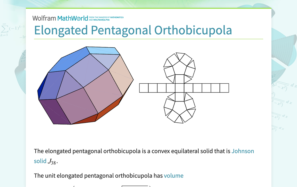 Elongated Pentagonal Orthobicupola -- from Wolfram MathWorld
