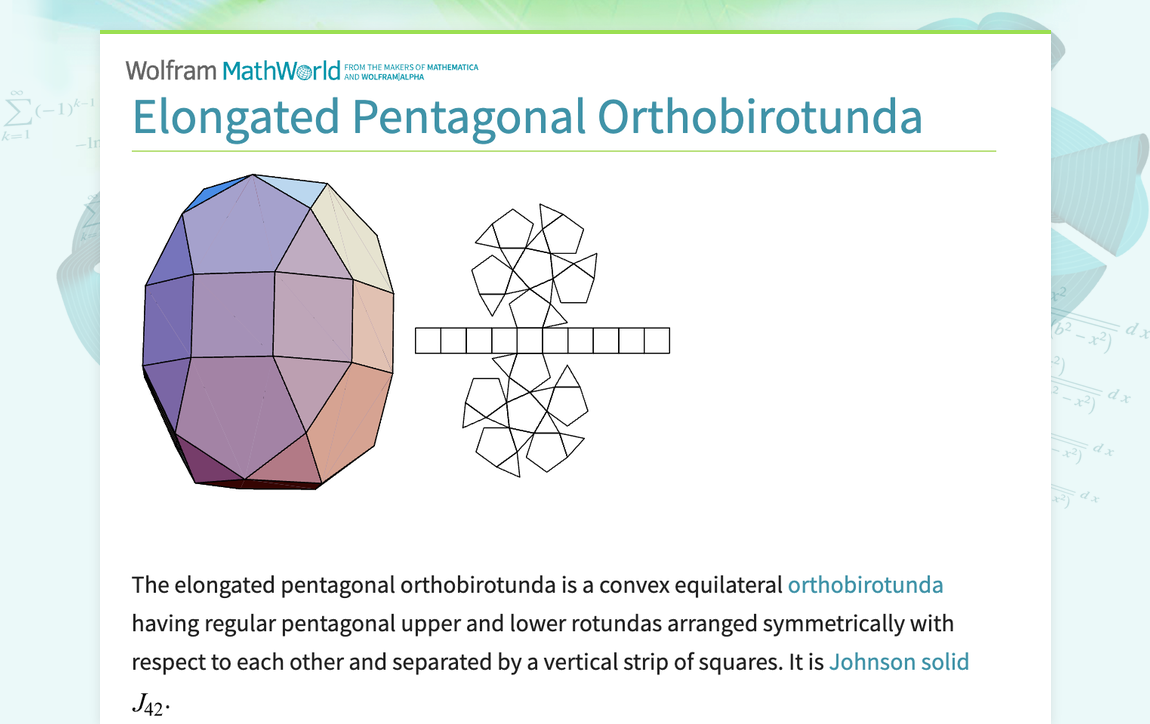 Elongated Pentagonal Orthobirotunda -- from Wolfram MathWorld