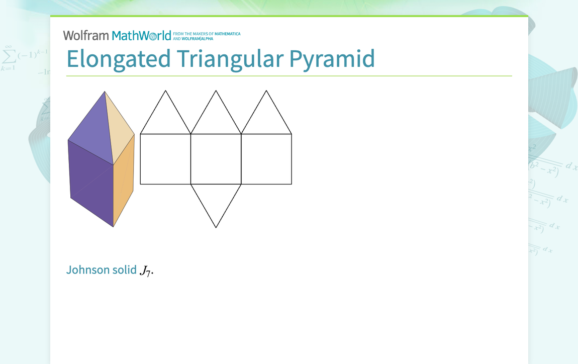 Elongated Triangular Pyramid -- from Wolfram MathWorld