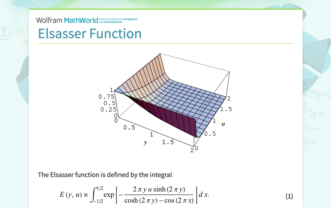 Elsasser Function -- from Wolfram MathWorld