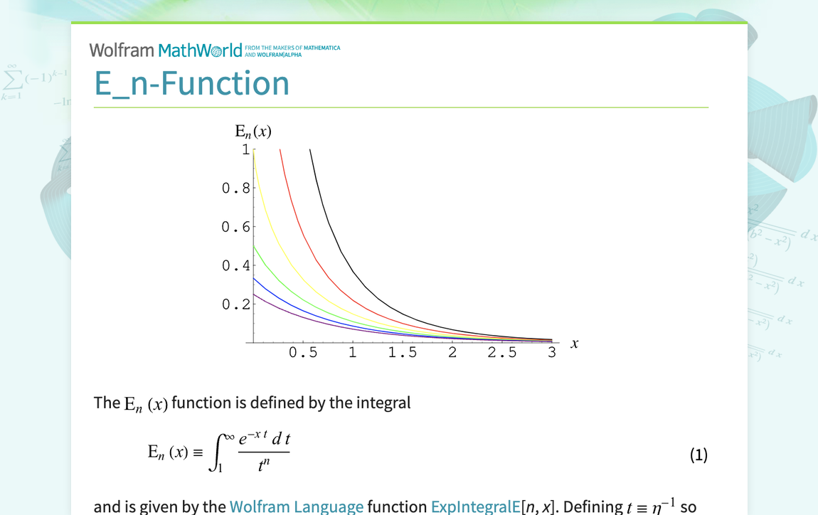 TagBox[E, MathPlain]_n-Function -- from Wolfram MathWorld
