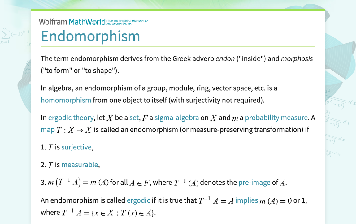 Endomorphism -- from Wolfram MathWorld