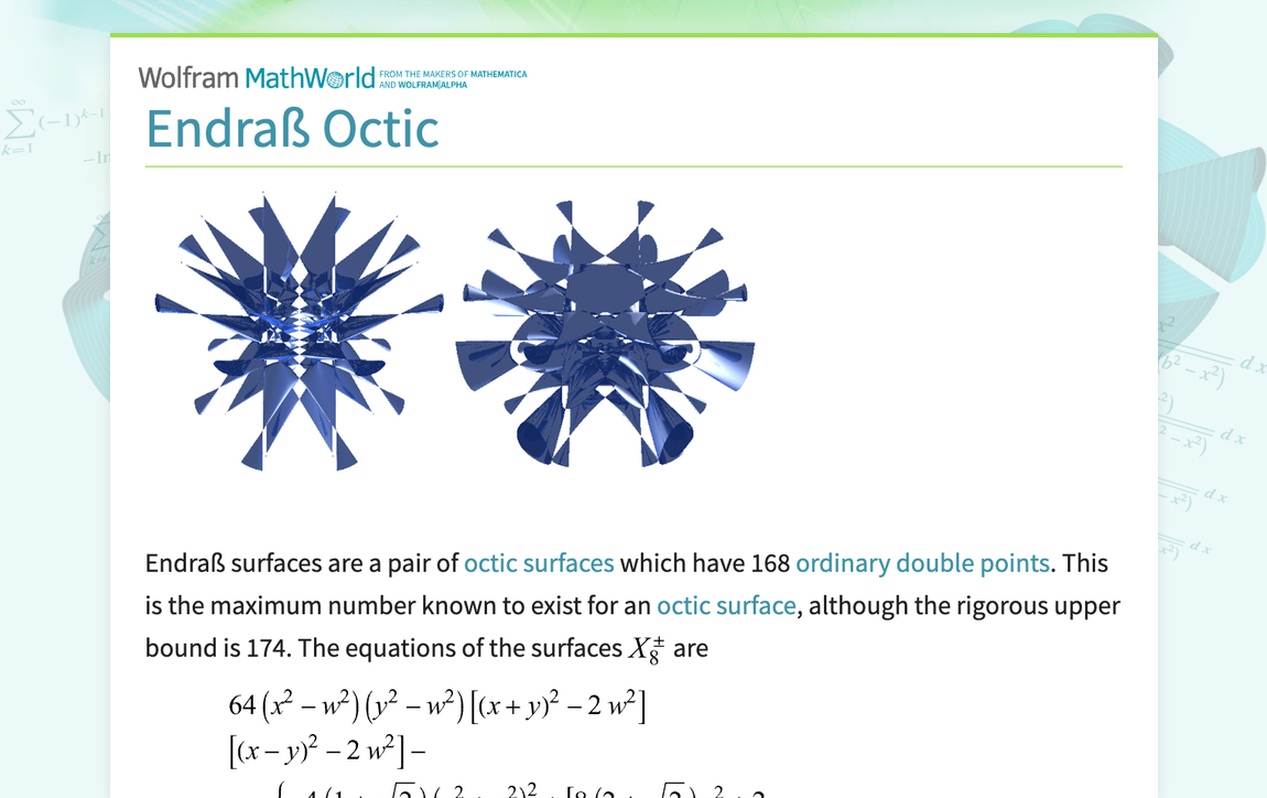Endraß Octic -- from Wolfram MathWorld