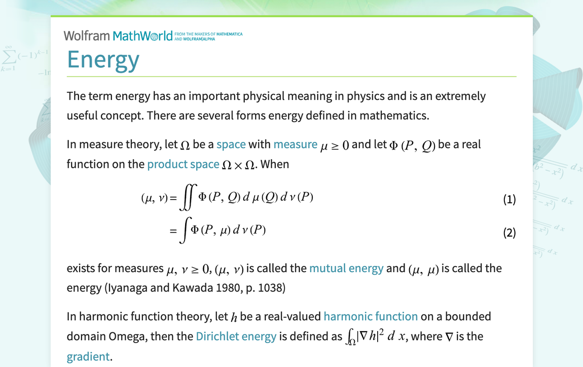 Energy -- from Wolfram MathWorld