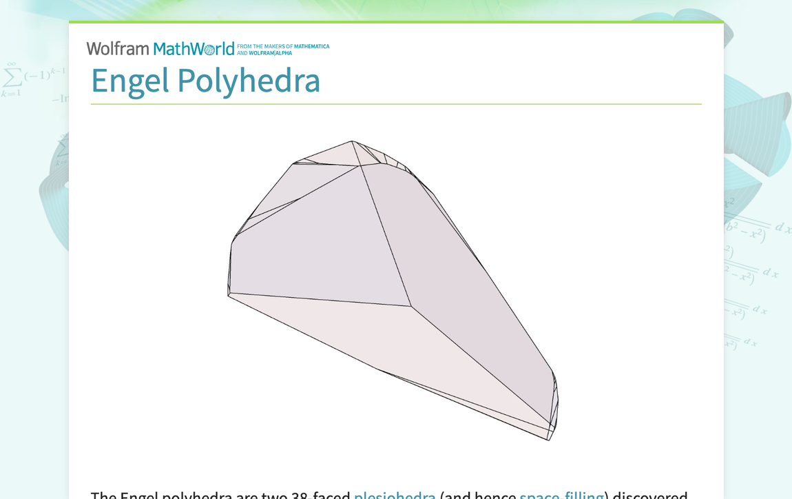 Engel Polyhedra -- from Wolfram MathWorld
