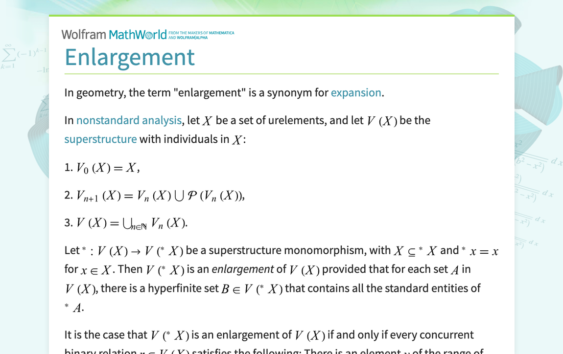 Enlargement -- from Wolfram MathWorld