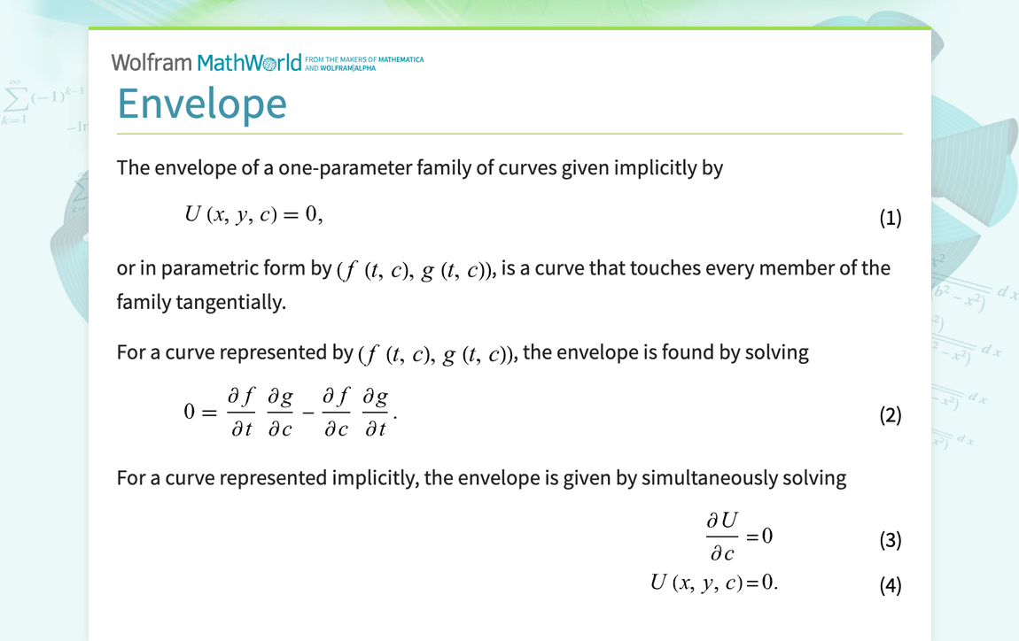 Envelope -- from Wolfram MathWorld