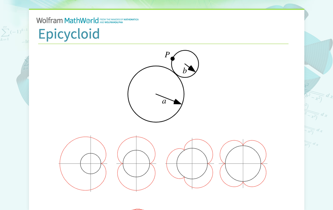 Epicycloid -- from Wolfram MathWorld