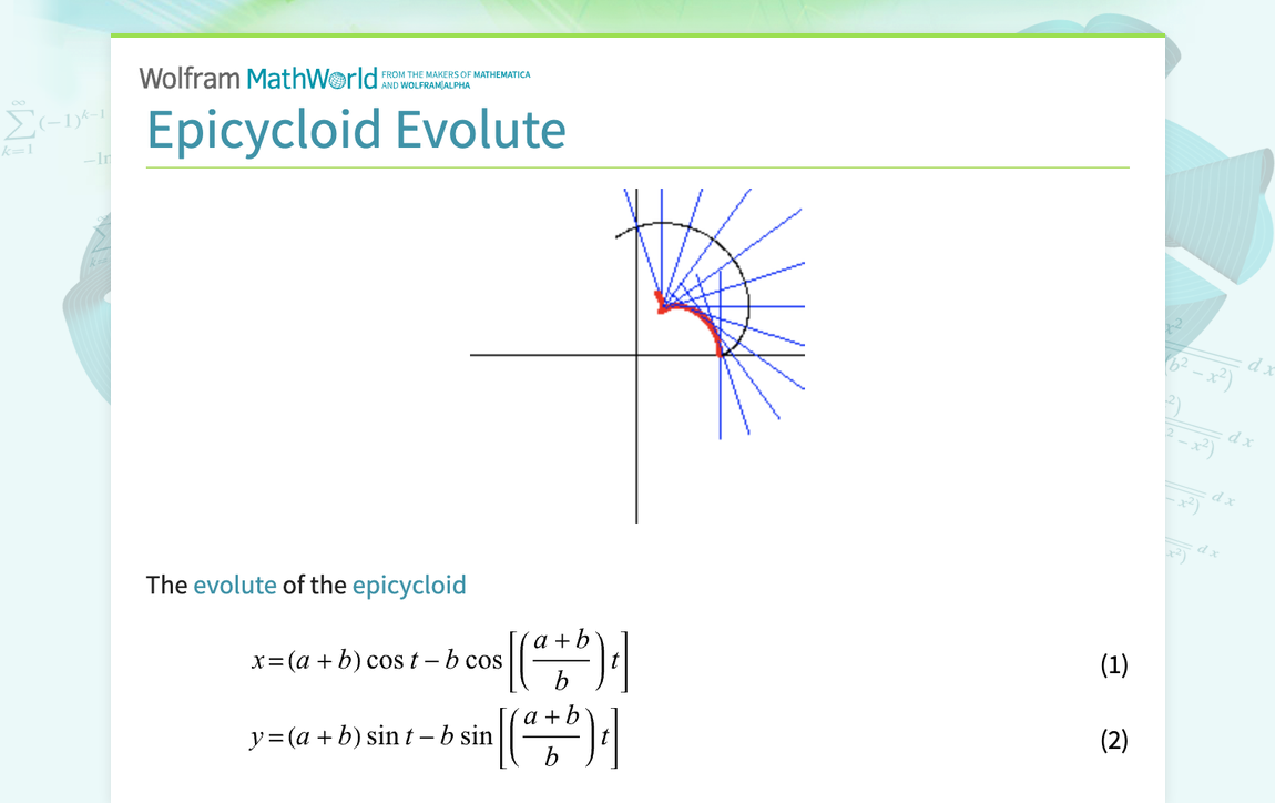 Epicycloid Evolute -- from Wolfram MathWorld