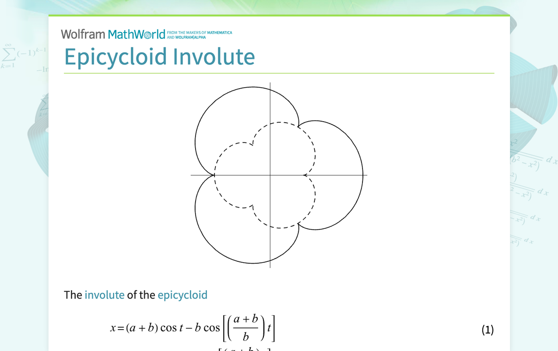 Epicycloid Involute -- from Wolfram MathWorld