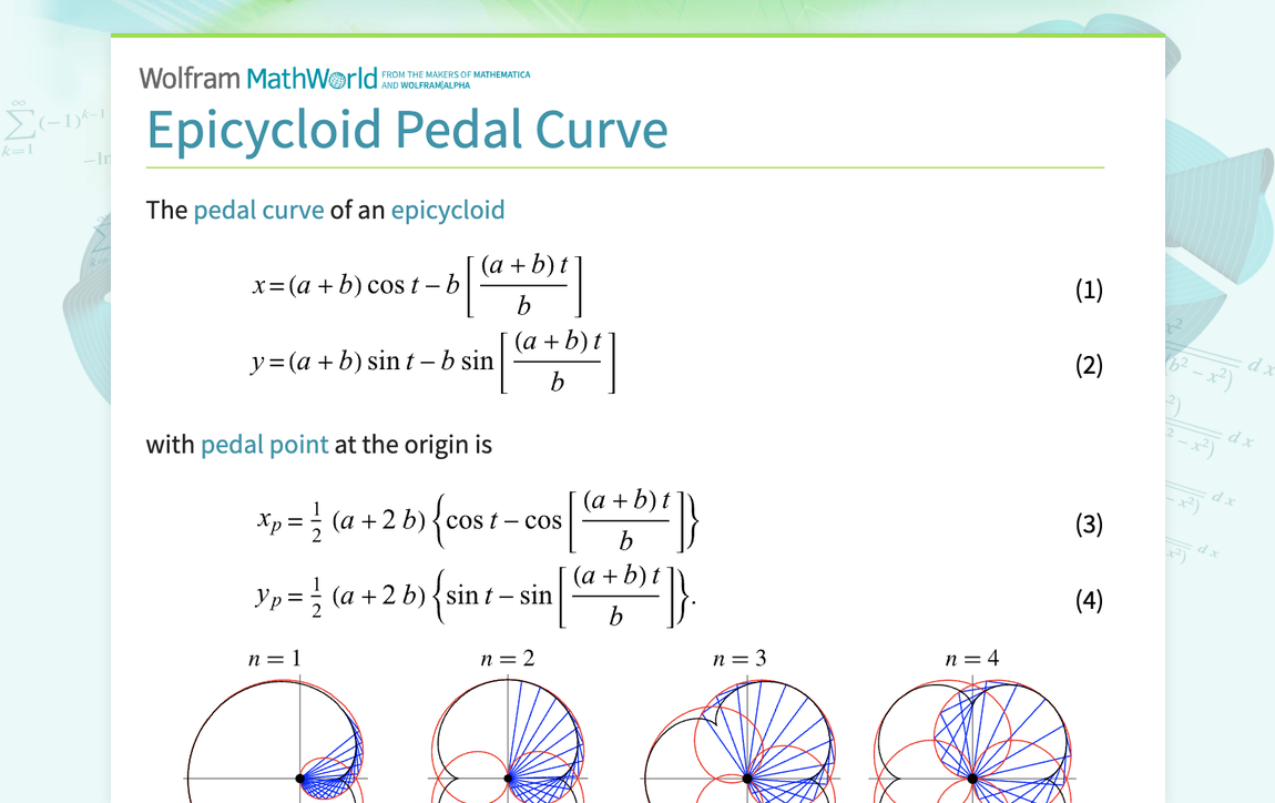 Epicycloid Pedal Curve -- from Wolfram MathWorld