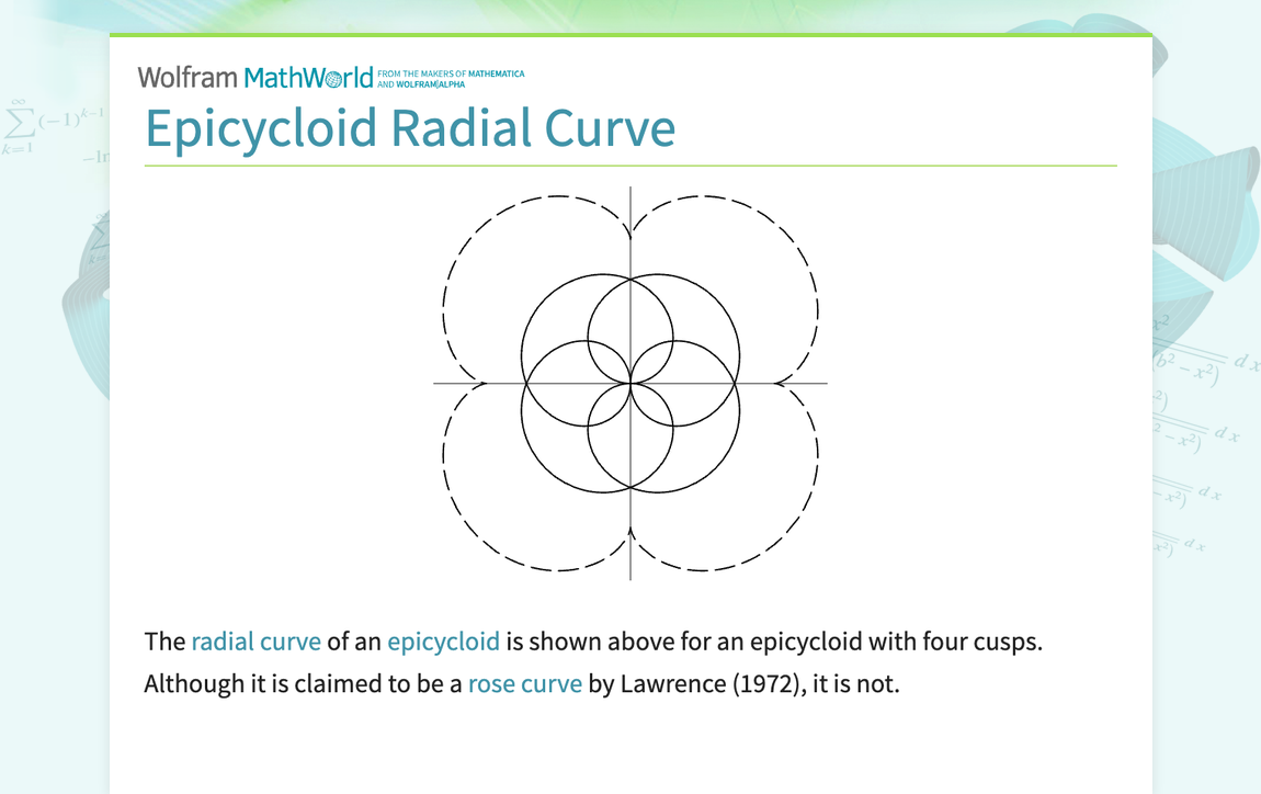 Epicycloid Radial Curve -- from Wolfram MathWorld