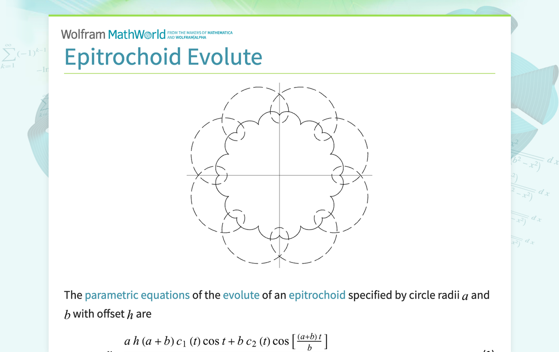 Epitrochoid Evolute -- from Wolfram MathWorld