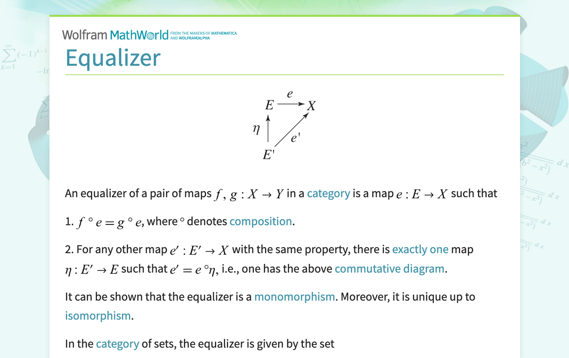 Equalizer -- from Wolfram MathWorld