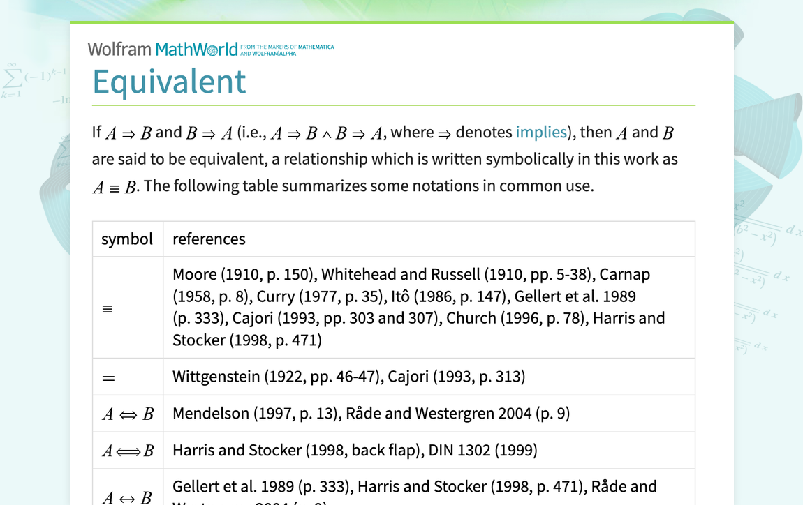 Equivalent -- from Wolfram MathWorld