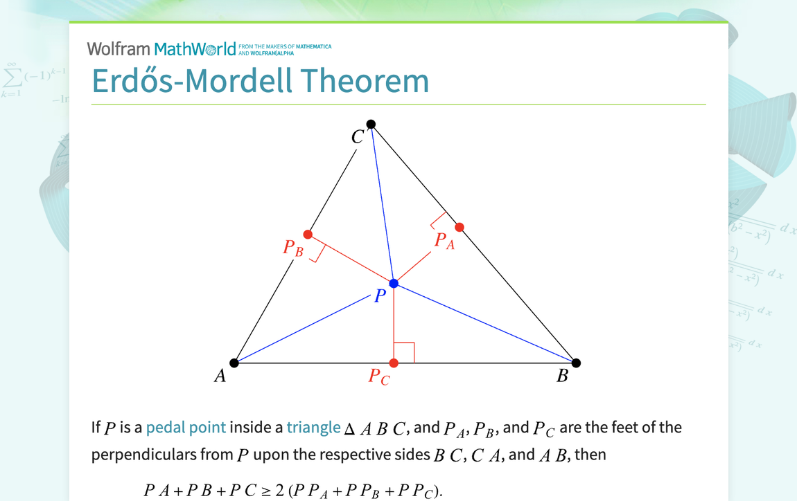 Erdős-Mordell Theorem -- from Wolfram MathWorld