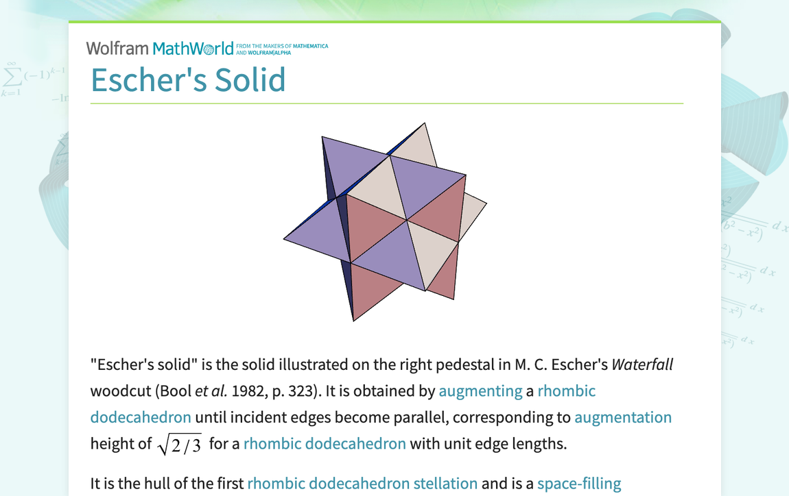 Escher's Solid -- from Wolfram MathWorld