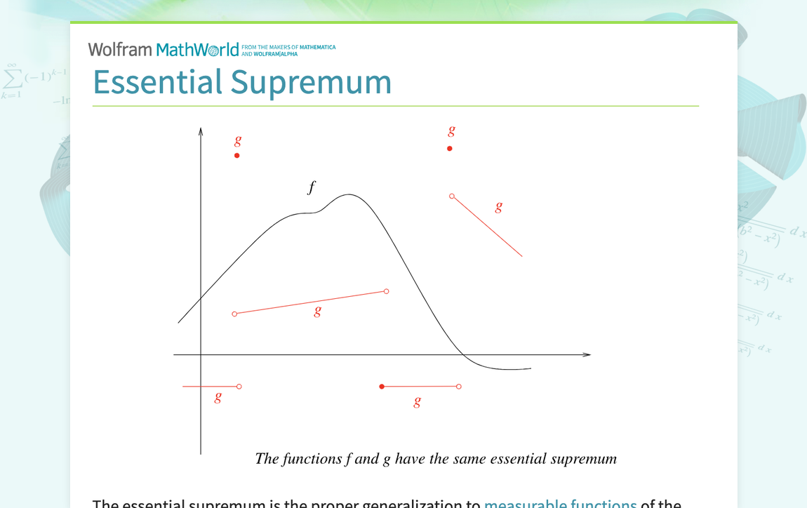 Essential Supremum -- from Wolfram MathWorld