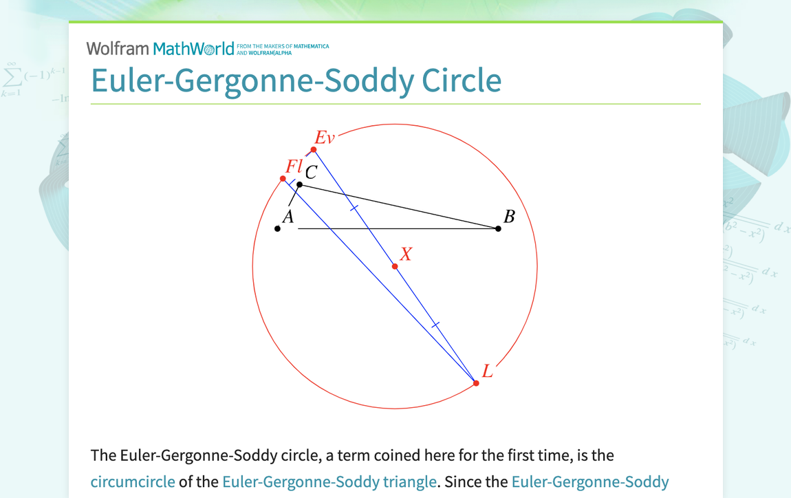 Euler-Gergonne-Soddy Circle -- from Wolfram MathWorld