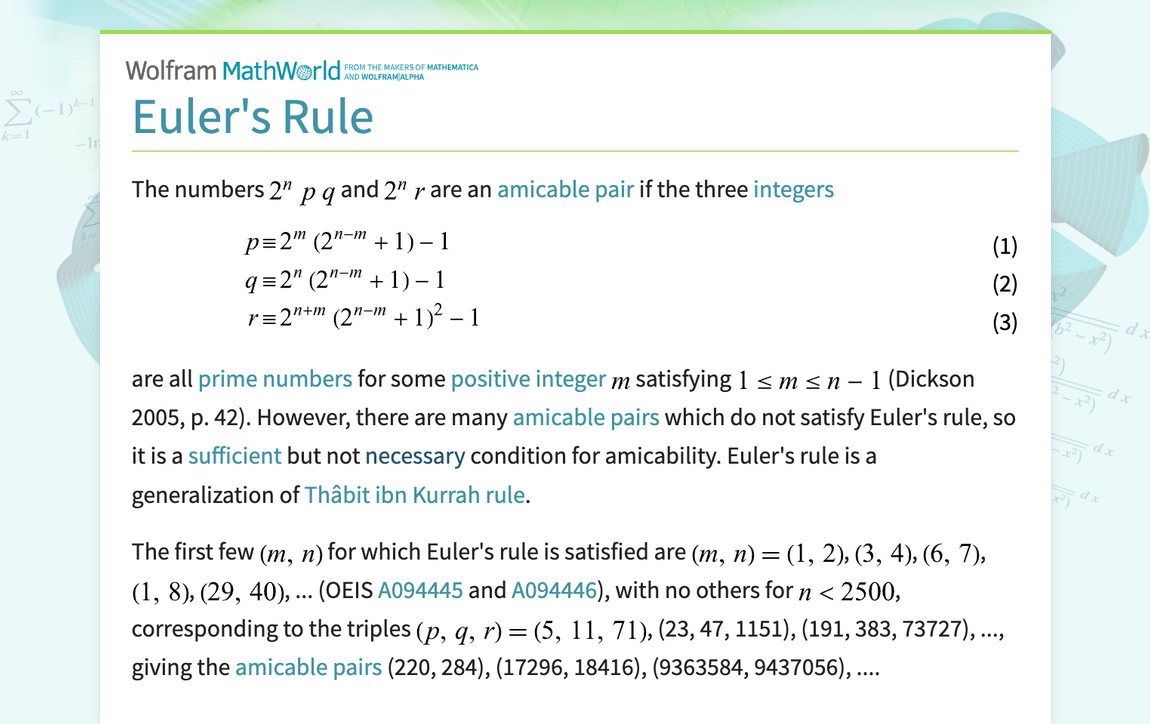Euler's Rule -- from Wolfram MathWorld