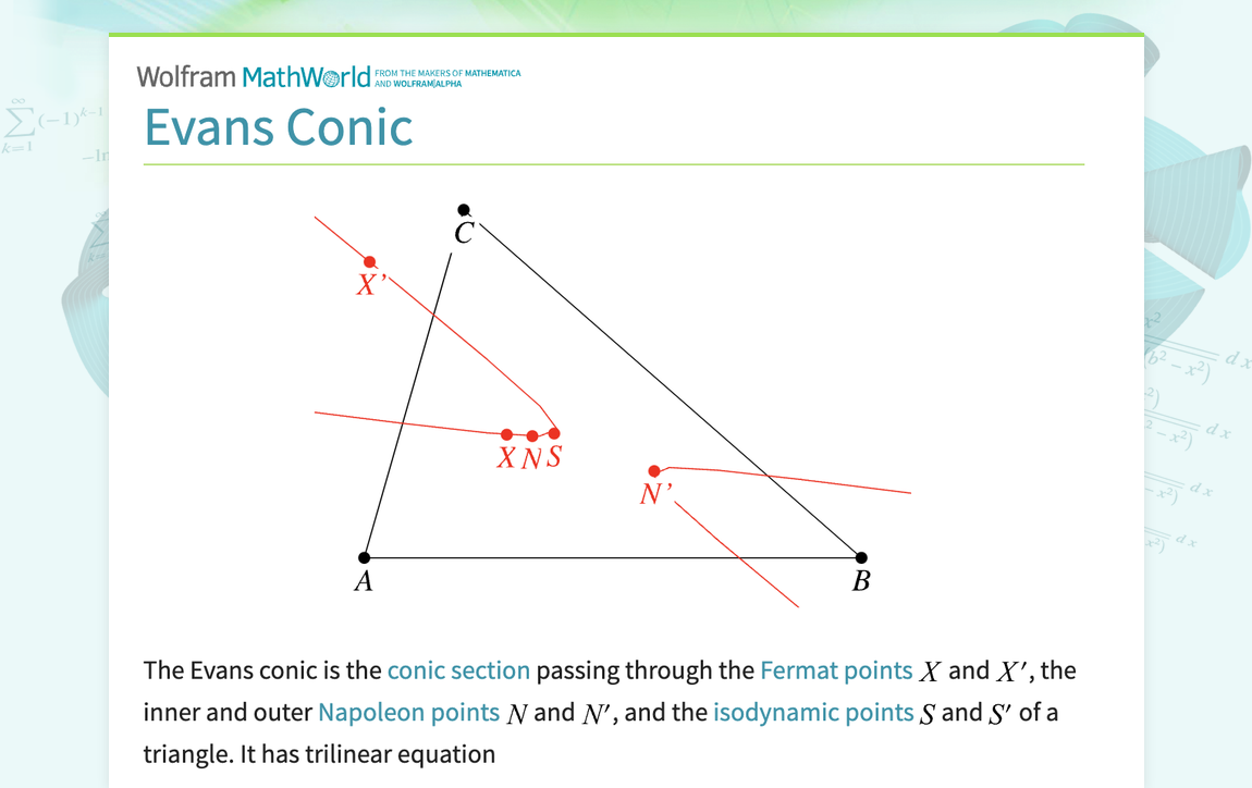 Evans Conic -- from Wolfram MathWorld