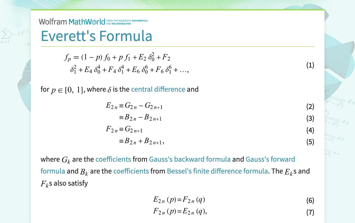 Everett's Formula -- from Wolfram MathWorld
