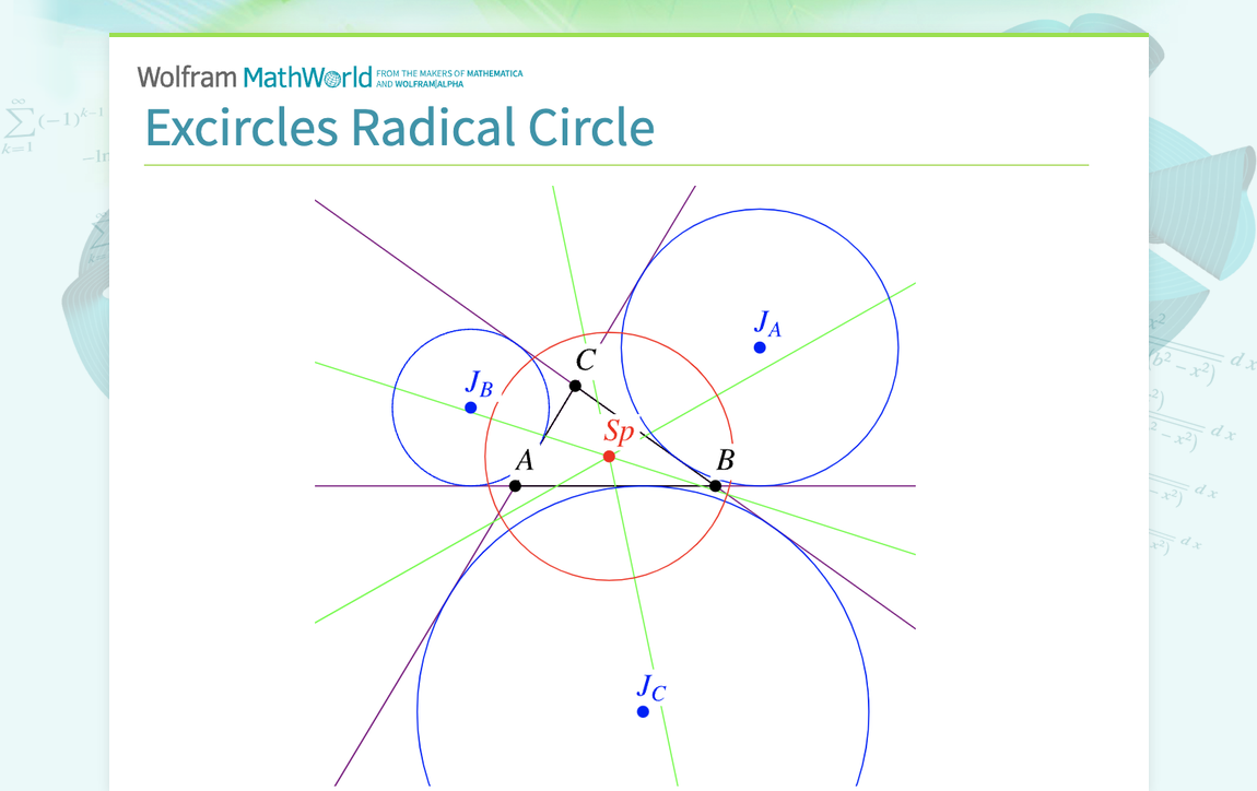 Excircles Radical Circle -- from Wolfram MathWorld