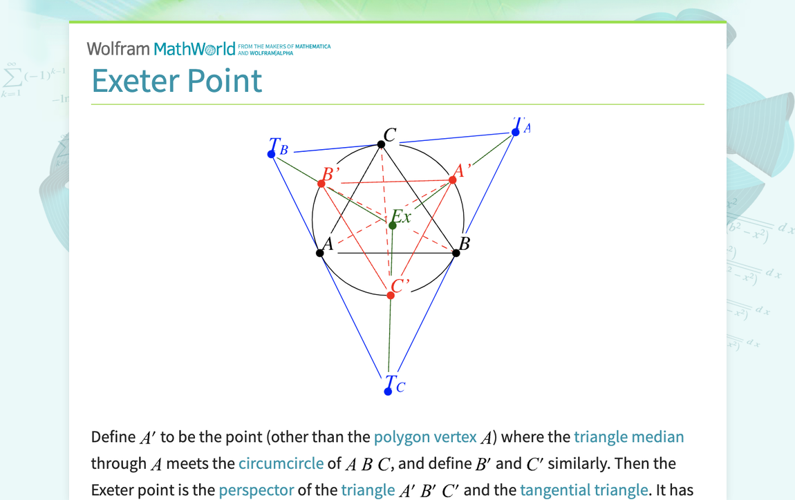 Exeter Point -- from Wolfram MathWorld