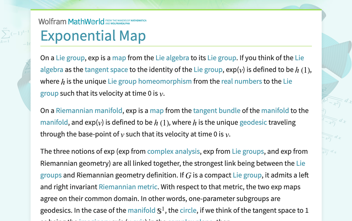 Exponential Map -- from Wolfram MathWorld