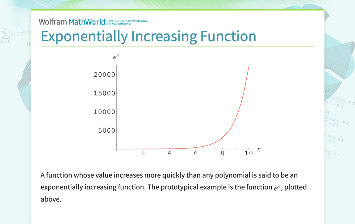 Exponentially Increasing Function -- from Wolfram MathWorld