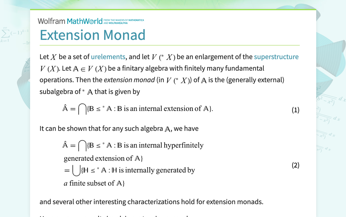Extension Monad -- from Wolfram MathWorld