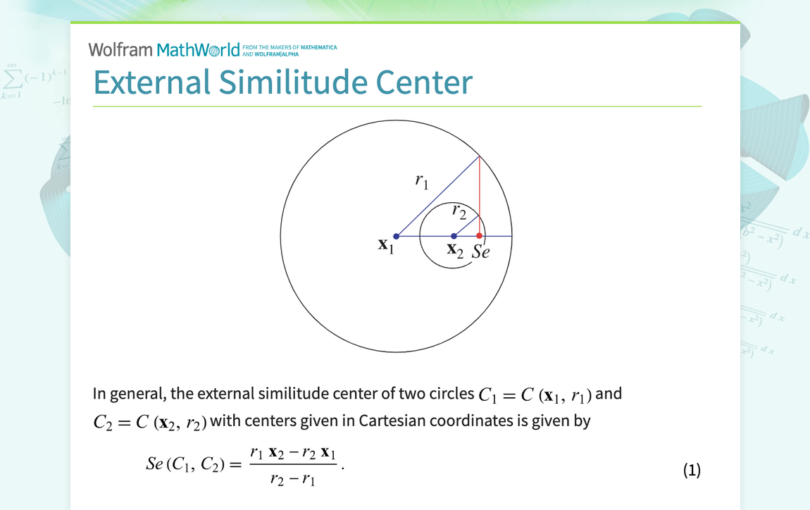 External Similitude Center -- from Wolfram MathWorld