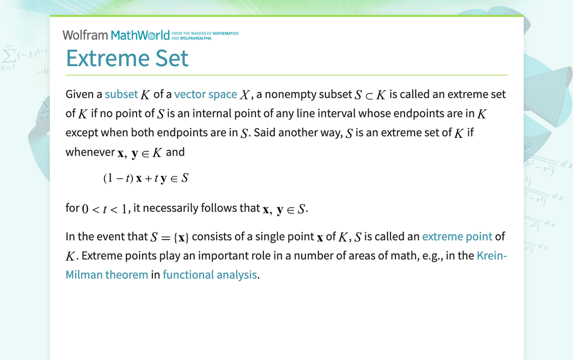 Extreme Set -- from Wolfram MathWorld