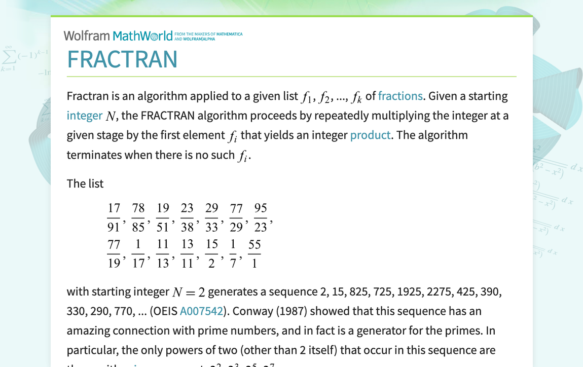 FRACTRAN -- from Wolfram MathWorld