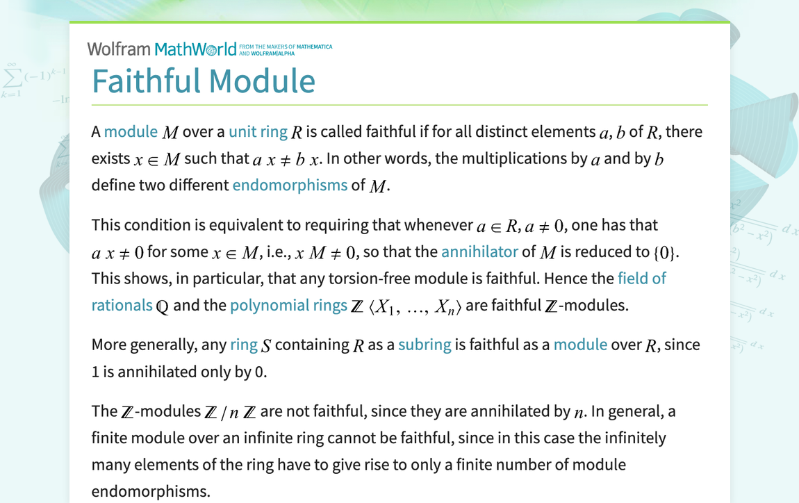 Faithful Module -- from Wolfram MathWorld