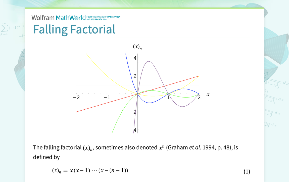 Falling Factorial -- from Wolfram MathWorld