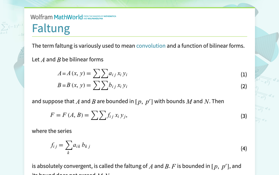 Faltung -- from Wolfram MathWorld